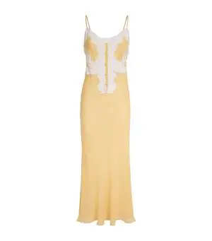 Loretta Caponi Silk Georgette Palmira Nightdress - Yellow