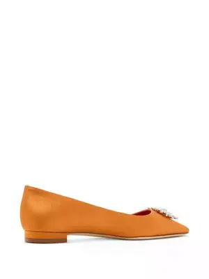 Manolo Blahnik Crystal-embellished Pointed-toe Ballet Flats