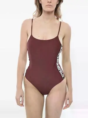 Karl Lagerfeld Logo Tape One-piece Swimsuit - Red