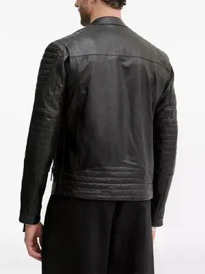 BLAUER. Leather Quilted Moto Jacket