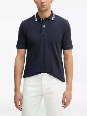 BLAUER. Logo-patch Short-sleeve Polo Shirt - Blue