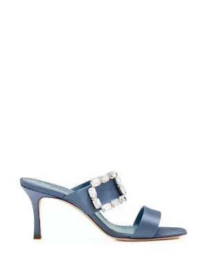 Manolo Blahnik Mayjousan Crystal-buckle Heeled Sandals - Blue