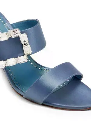 Manolo Blahnik Mayjousan Crystal-buckle Heeled Sandals - Blue