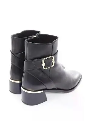 JIMMY CHOO Leather Buckled Ankle Boots