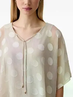 Joseph Ribkoff Polka-dot Tie-neck Blouse