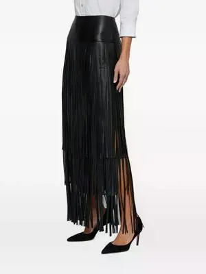 L'Agence Karolina Tiered Fringe Maxi Skirt