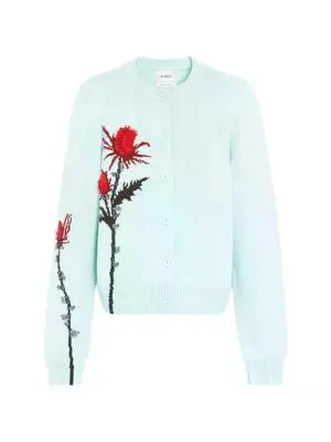 BARRIE Cashmere Thistle Motif Cardigan