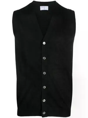 Fedeli V-neck Sleeveless Virgin-wool Cardigan - Black
