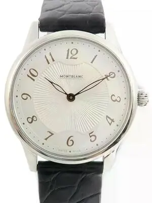 Montblanc Bohème 34mm Watch With Guilloché Dial And Black Leather Strap
