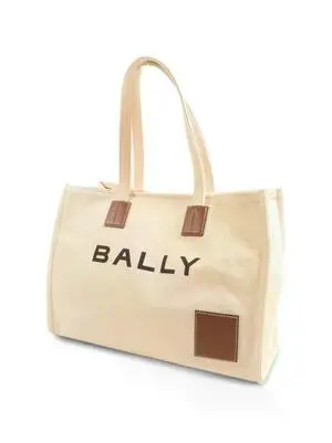 Bally Logo Print Canvas Tote Bag