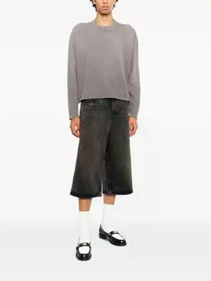 MOOJI MOOJI Waffle-knit Raw-edge Sweater