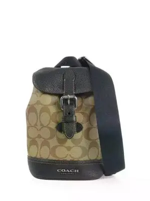 COACH VINTAGE Coach Shw Hudson Small Pack Shoulder Bag Cb928 Coated Canvas Brown Black - Neutrals