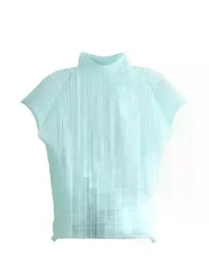 Issey Miyake Wooly Pleats-68 Pleated High-neck Top - Blue