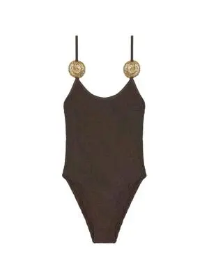 REINA OLGA Circe Crinkle-effect Swimsuit - Brown
