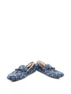 LOUIS VUITTON Monogram Denim Shearling Loafers