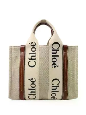 Chloé Woody Canvas Tote Bag - Neutrals