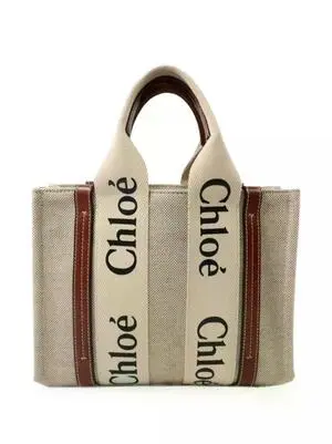 Chloé Woody Canvas Tote Bag - Neutrals