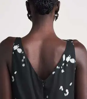 Theory Abstract Floral Print V-neck Midi Dress