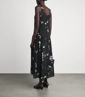 Theory Abstract Floral Print V-neck Midi Dress