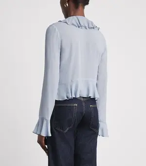 Paige Peplum Getty Blouse With Ruffled Neckline And Flounce Cuffs