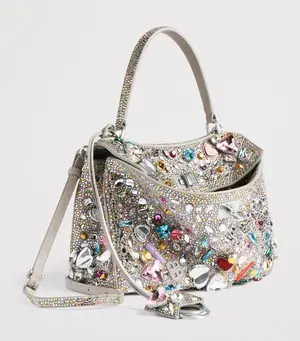 Balenciaga Mini Suede Embellished Rodeo Top-handle Bag