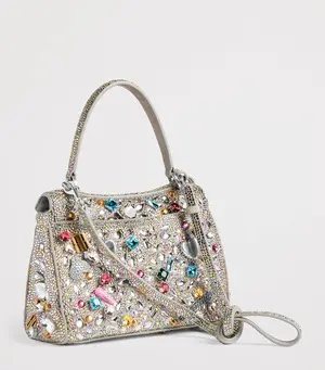 Balenciaga Mini Suede Embellished Rodeo Top-handle Bag