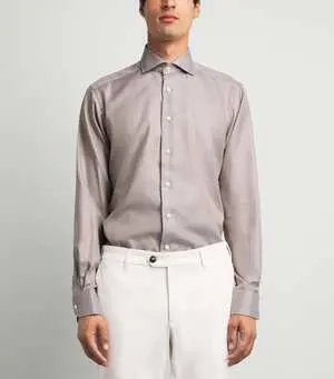 Eton Cotton Patterned Contemporary Fit Shirt - Brown