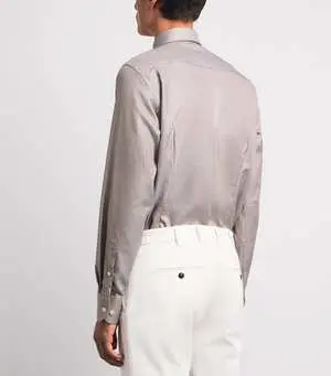 Eton Cotton Patterned Contemporary Fit Shirt - Brown