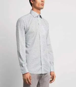 Eton Cotton Geometric Print Contemporary Fit Shirt - Beige