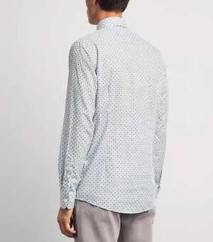 Eton Cotton Geometric Print Contemporary Fit Shirt - Beige