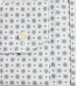 Eton Cotton Geometric Print Contemporary Fit Shirt - Beige