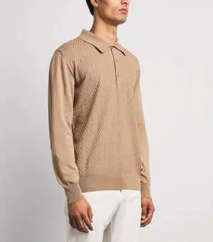 Eton Cotton Chevron-knit Polo Sweater