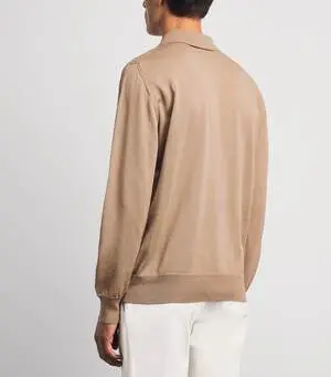 Eton Cotton Chevron-knit Polo Sweater