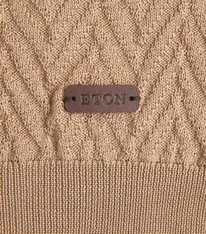 Eton Cotton Chevron-knit Polo Sweater