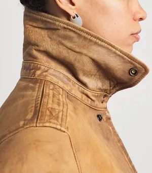 Polo Ralph Lauren Distressed Cropped Leather Jacket