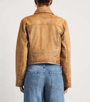 Polo Ralph Lauren Distressed Cropped Leather Jacket