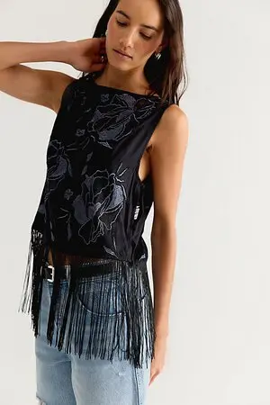 Free People Carlie Fringe Top - Black