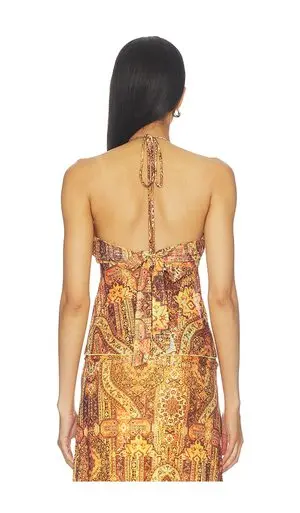 RUNAWAY THE LABEL Skylar Sheer Halter Split Front Top