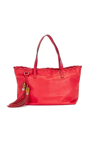 FWRD RENEW Gucci Bamboo Tassel Tote Bag - Red