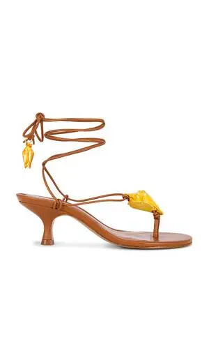 Farm Rio Shell Macrame Kitten Heel Sandals