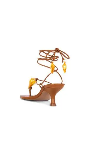 Farm Rio Shell Macrame Kitten Heel Sandals