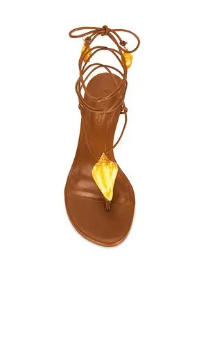 Farm Rio Shell Macrame Kitten Heel Sandals