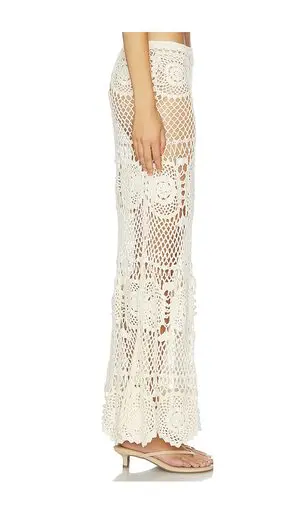 INDAH Allegra Solid Flower Crochet Maxi Skirt