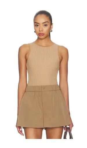 Varley Hanson Rib Knit Tank Top - Tan