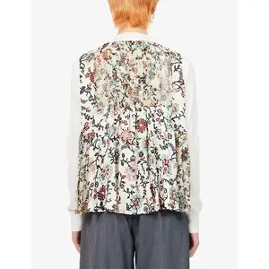 Sacai Floral-panel Knitted Cardigan
