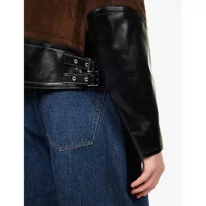 Sacai Panelled Leather And Suede Zip-up Hoodie