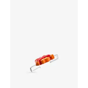 POUBEL Sterling Silver And Enamel Heart On Fire Charm