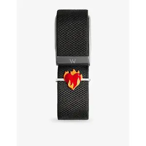POUBEL Sterling Silver And Enamel Heart On Fire Charm