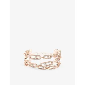 Messika Move Link 3-row 18ct White Gold And 3.26ct Diamond Cuff Bracelet - Pink