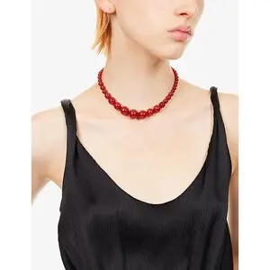 BEATRIZ PALACIOS Beaded Sterling Silver And Red Agate Necklace